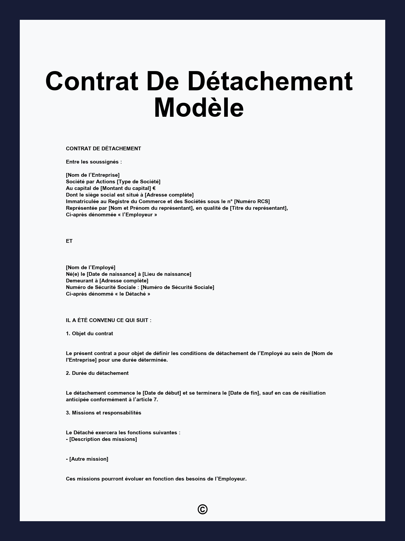 Contrat De Détachement Modèle